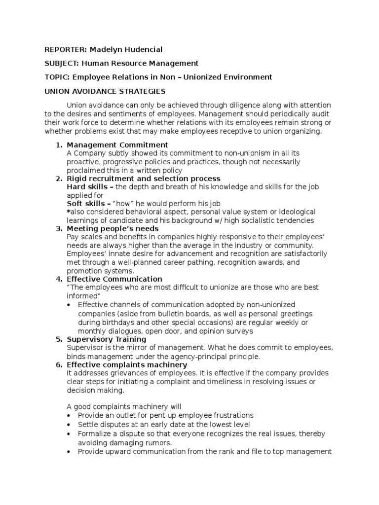 Union Avoidance Strategies | PDF | Employment | Communication