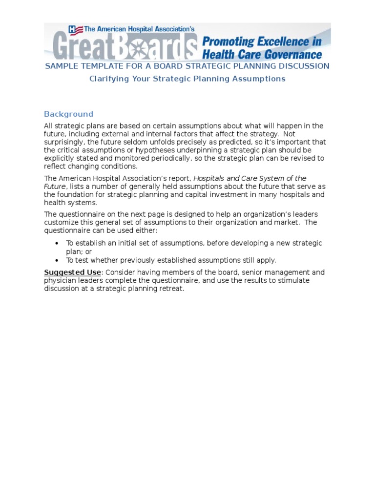 Clarifying Your Strategic Planning Assumptions | PDF | Strategic ...