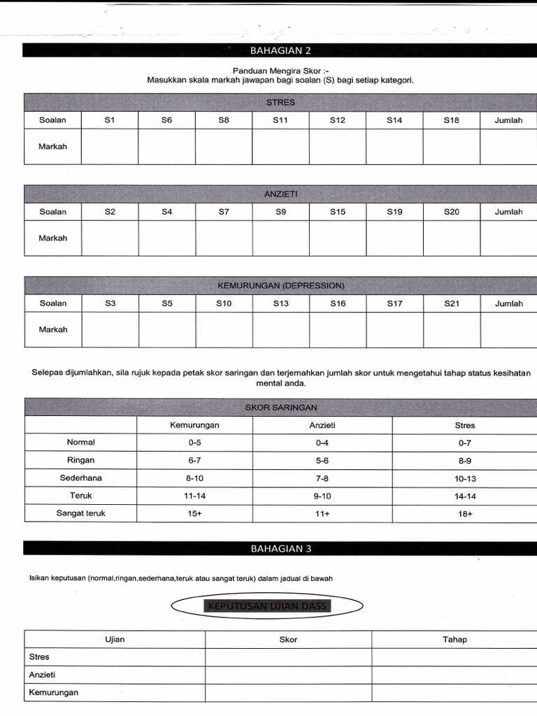 Analisa Skor Ujian Dass PDF | PDF