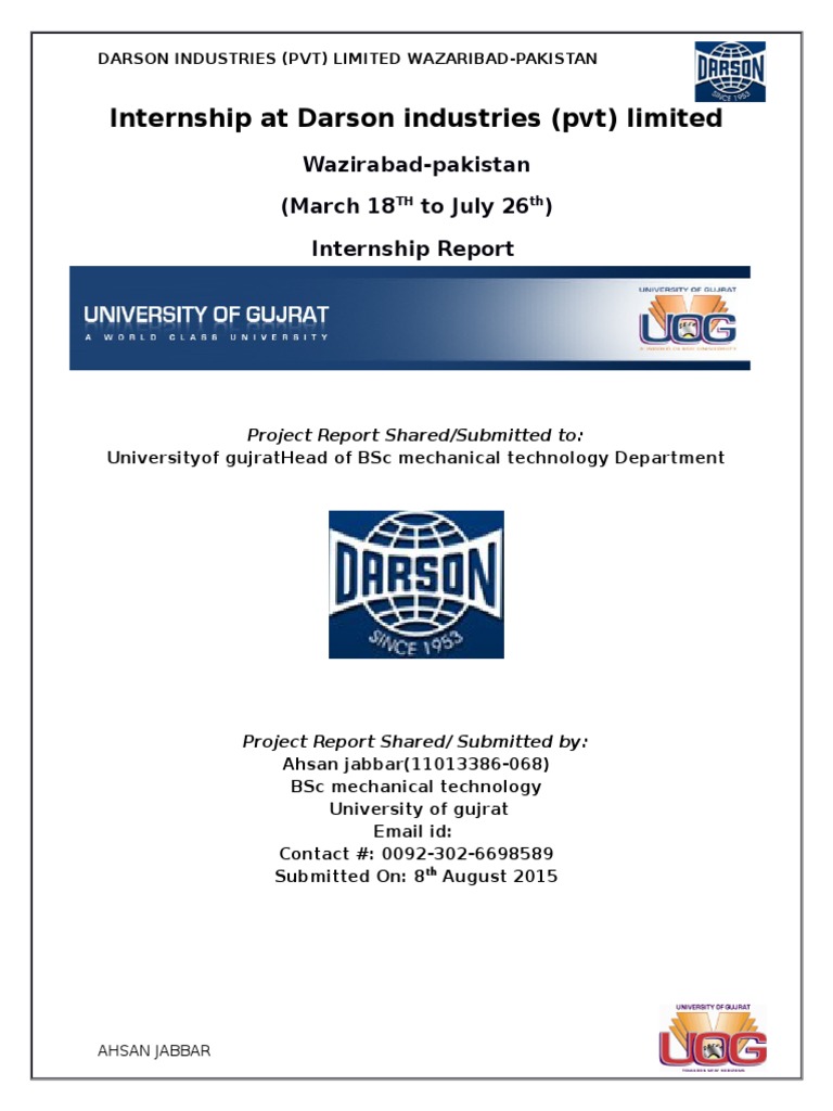 Internship at Darson Industries (PVT) Limited | PDF | Interactive Voice ...