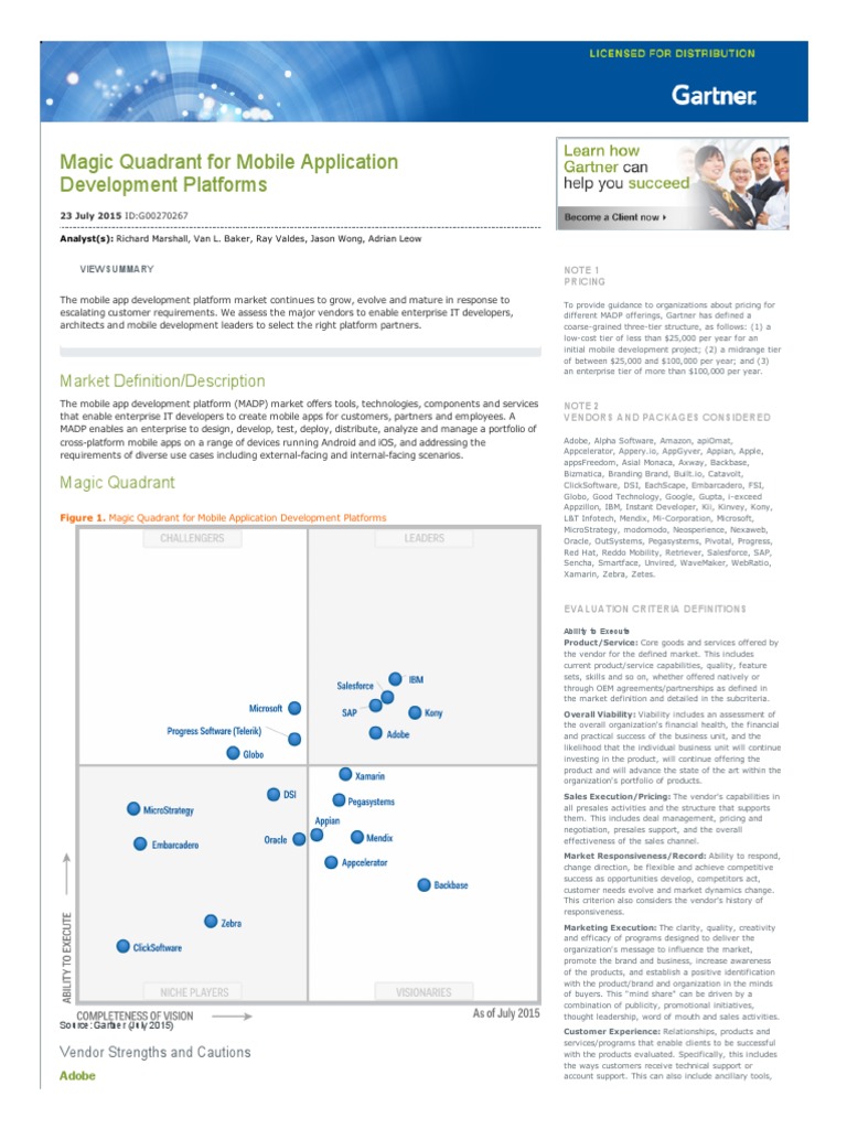 Magic Quadrant For Mobile Application Development Platforms | PDF ...