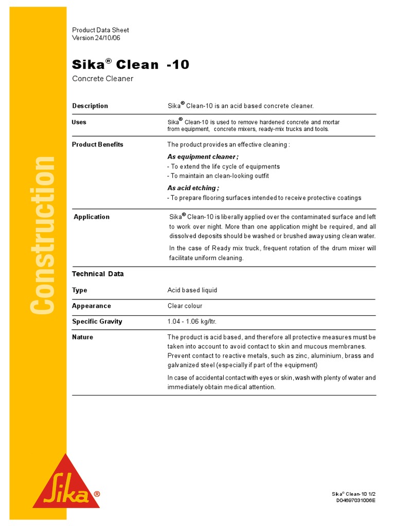 Sika PDS - E - Sika Clean - 10 | PDF