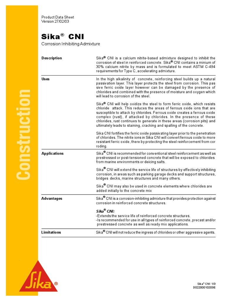 Sika PDS - E - Sika CNI | PDF | Rust | Corrosion