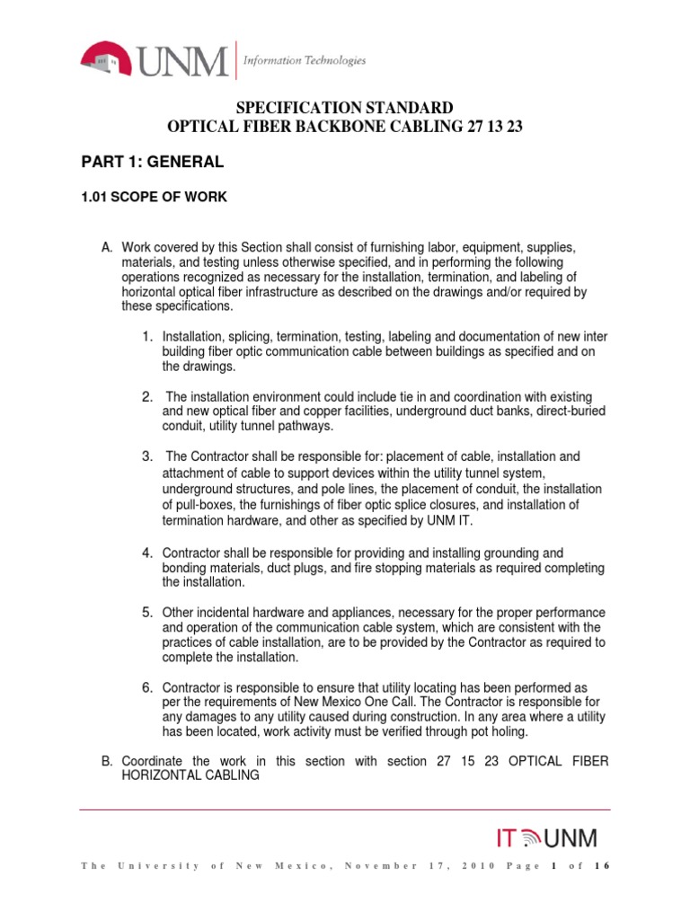 Optical Fiber Backbone Cabling (27!13!23) 1108 | PDF | Optical Fiber ...