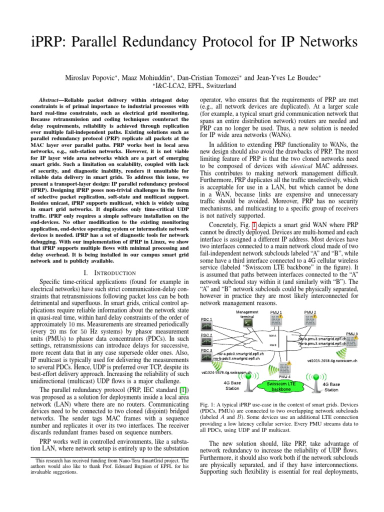 iPRP: Parallel Redundancy Protocol For IP Networks | PDF | I Pv6 | Computer Network