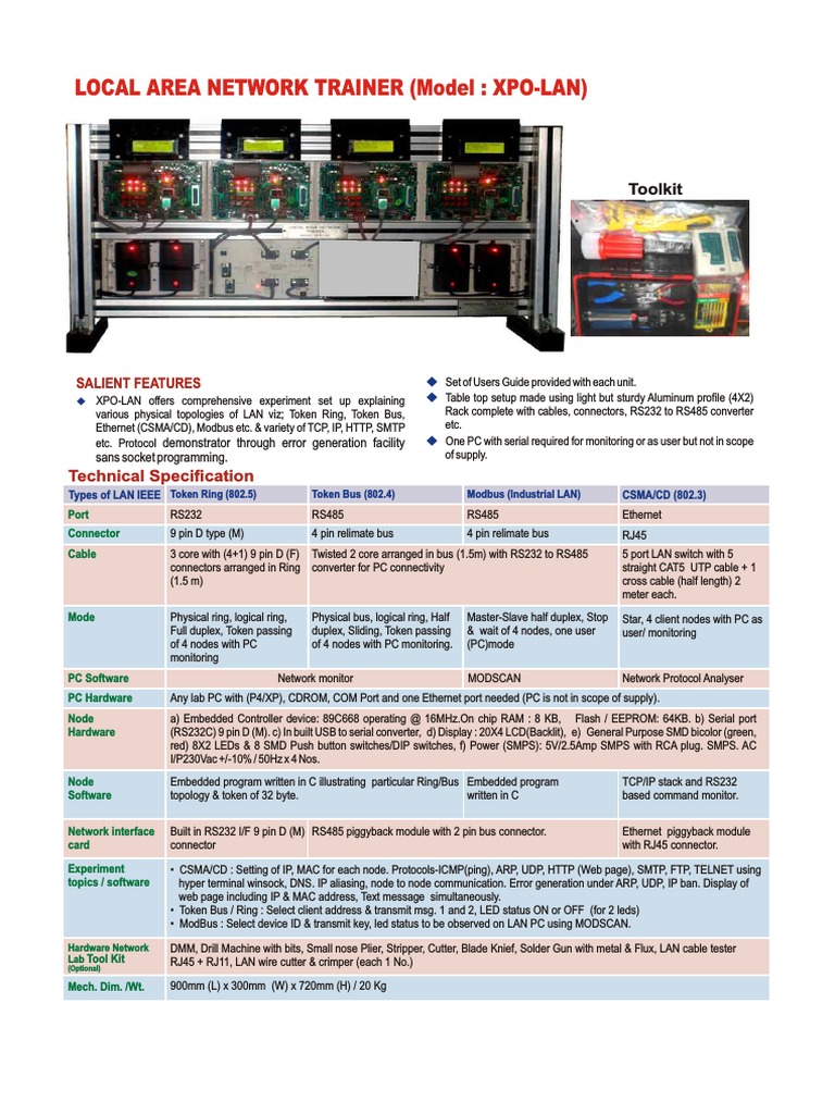 Local Area Network Trainer (Model: Xpo-Lan) : Technical Specification ...