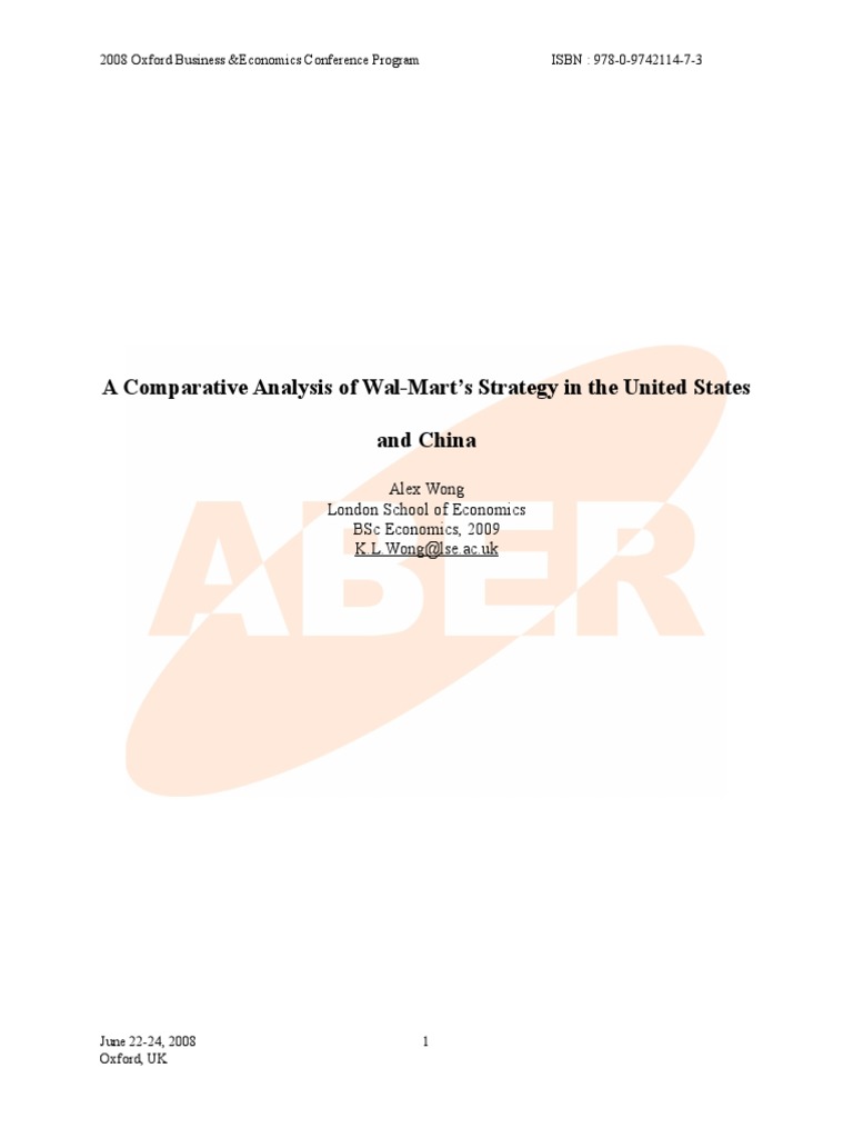 A Comparative Analysis of Wal-Mart's Strategy in The United States and ...