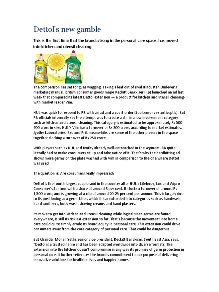 Dettol | PDF | Brand | Foods