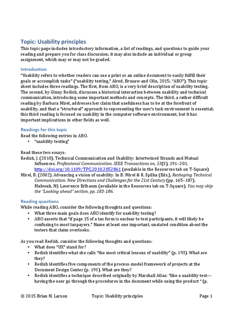 Topic Usability Principles Pdf Usability Cognitive Science