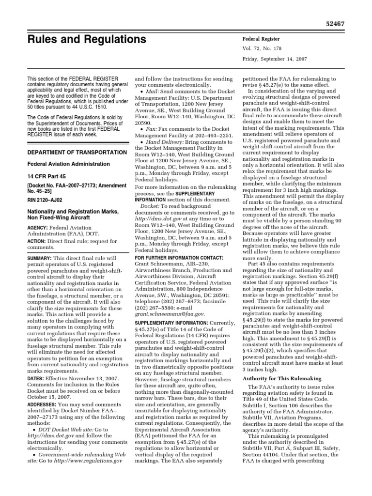 Rule: Aircraft: Non Fixed-Winged Aircraft Nationality and Registration ...