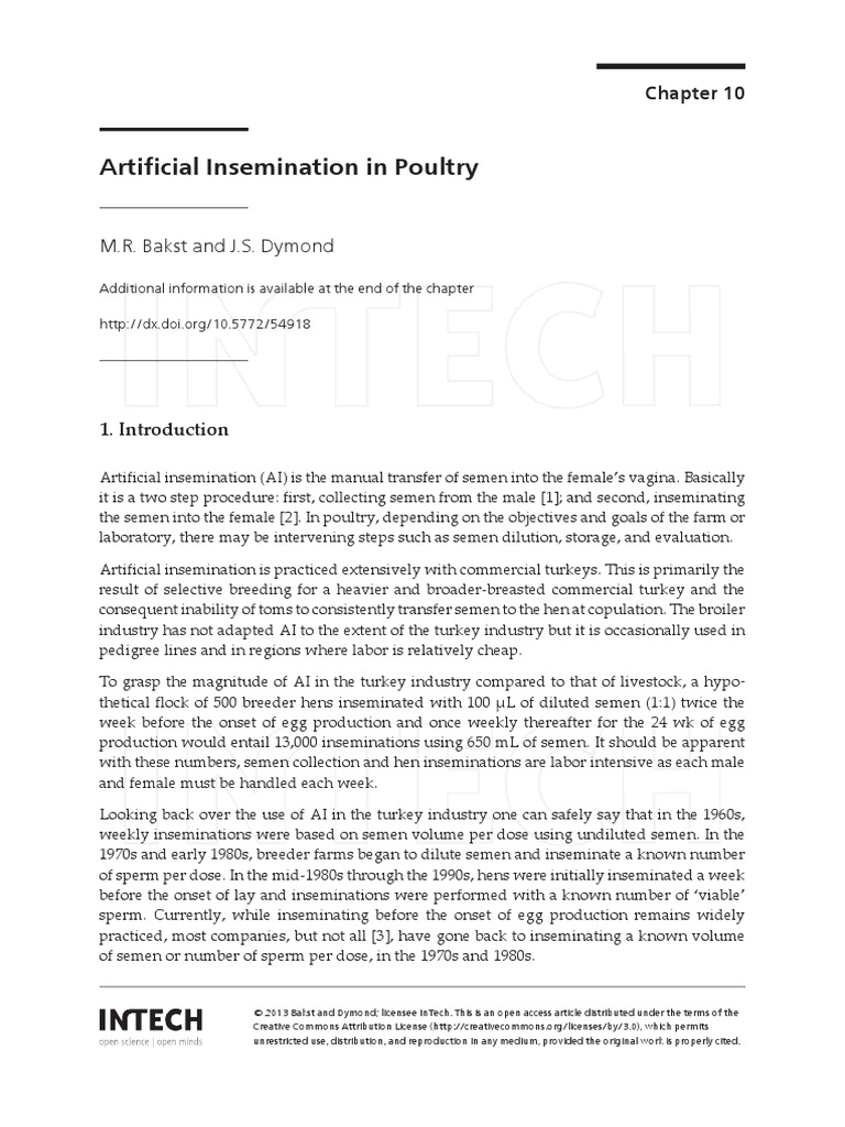 Artificial Insemination in Poultry: M.R. Bakst and J.S. Dymond | PDF ...