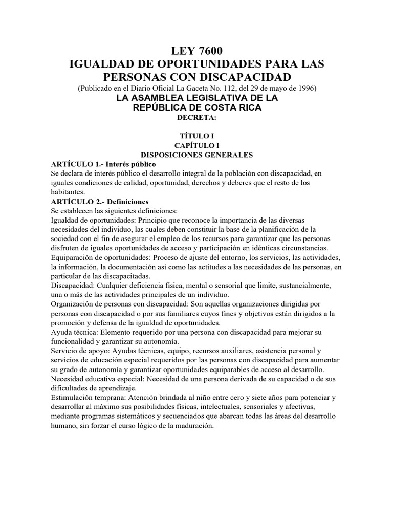 Ley 7600 | PDF | Invalidez | Discriminación