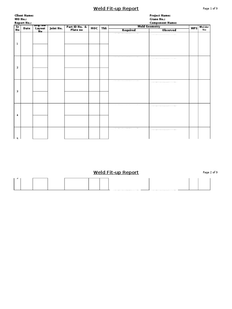 Weld Fit-up Inspection Report | PDF