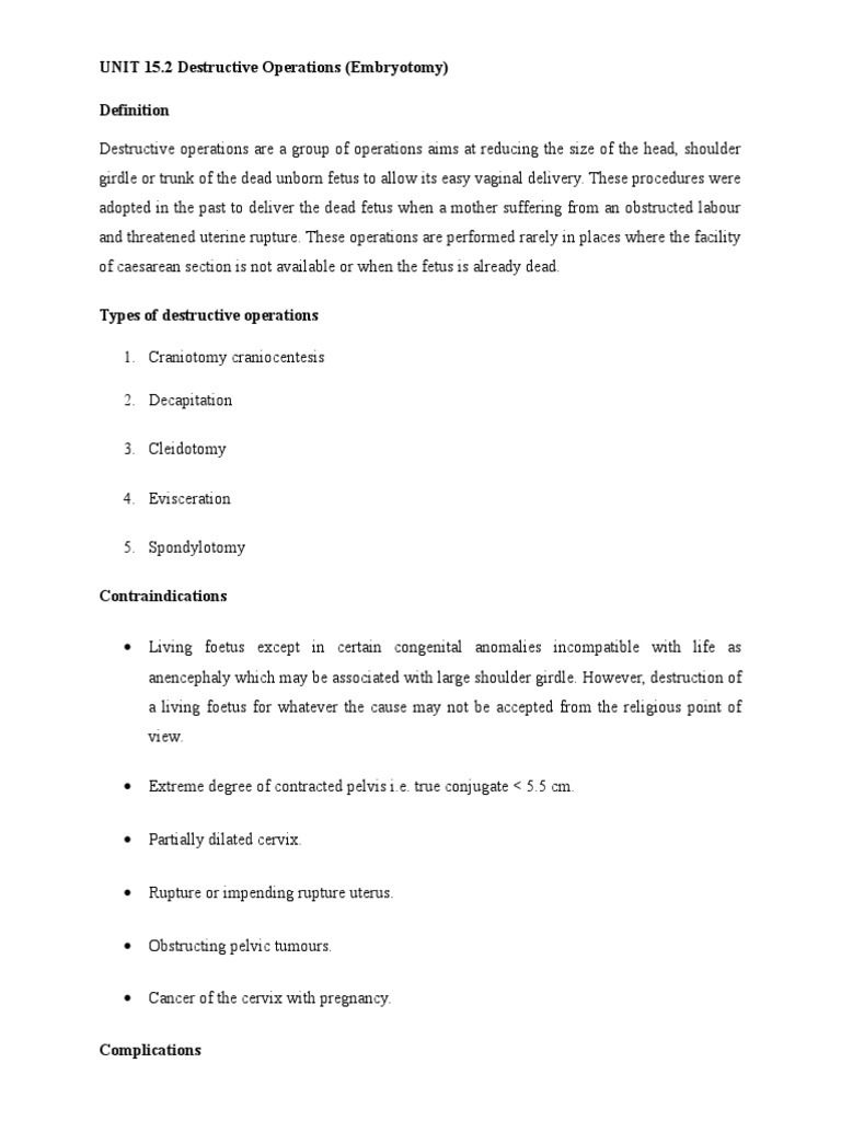 Destructive Operation | PDF | Childbirth | Maternal Health