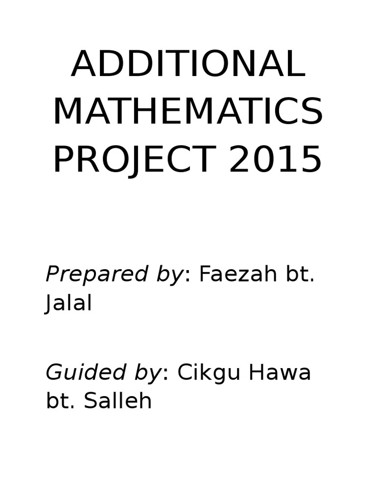 Add Maths Project 2015 | PDF | Maxima And Minima | Linear Programming