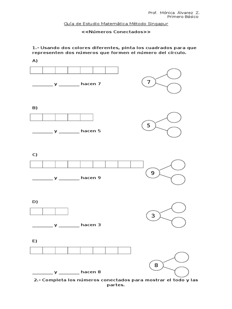 Guía de Números Conectados 1° Básico | PDF | Enseñanza de matemática ...