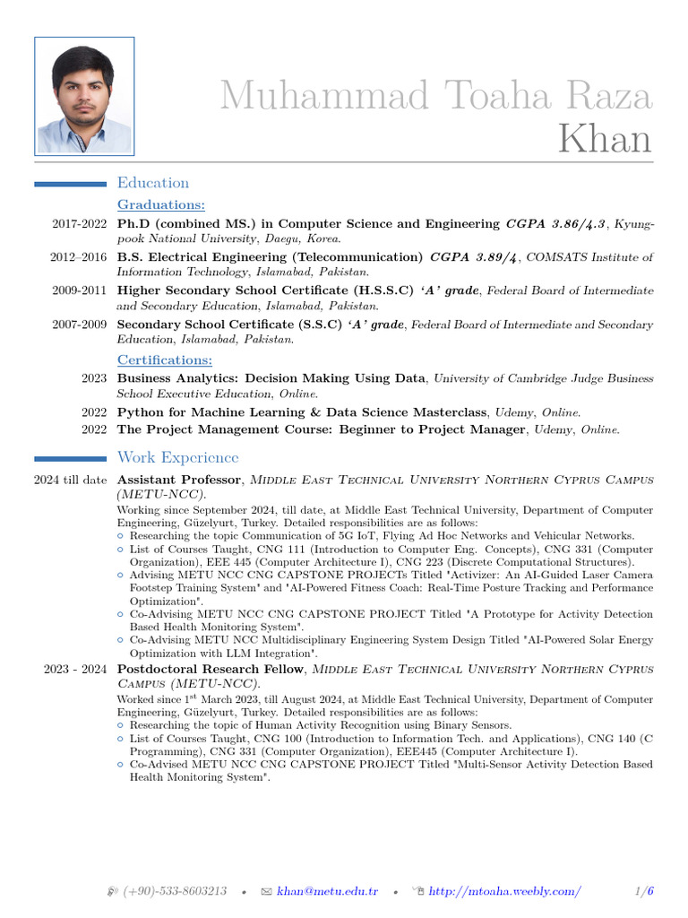 Muhammad Toaha Raza: Curriculum Vitae | PDF | Computer Network ...
