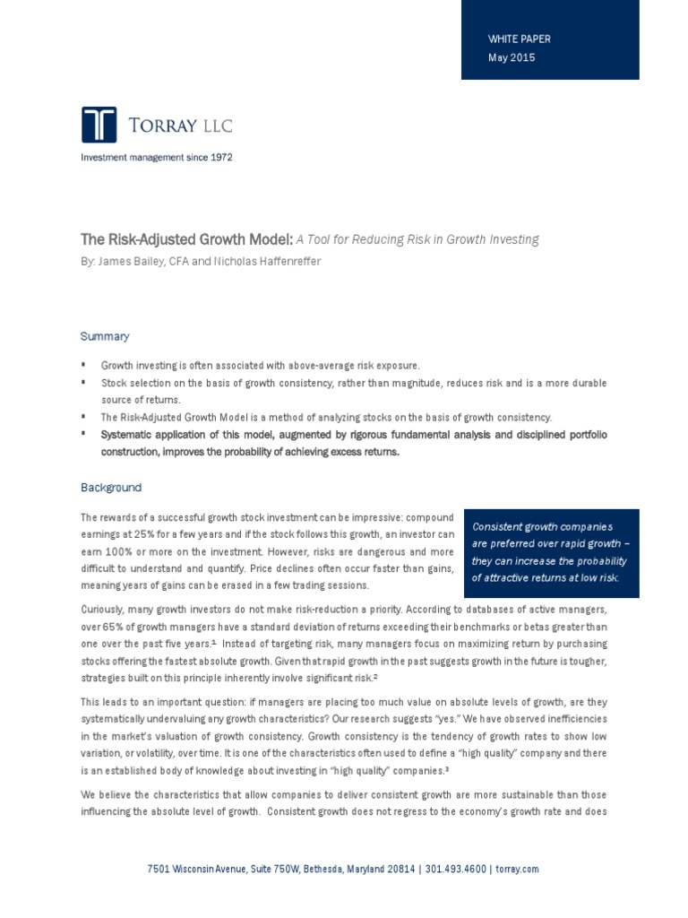 White Paper - The Risk-Adjusted Growth Model - May 2015 | PDF ...