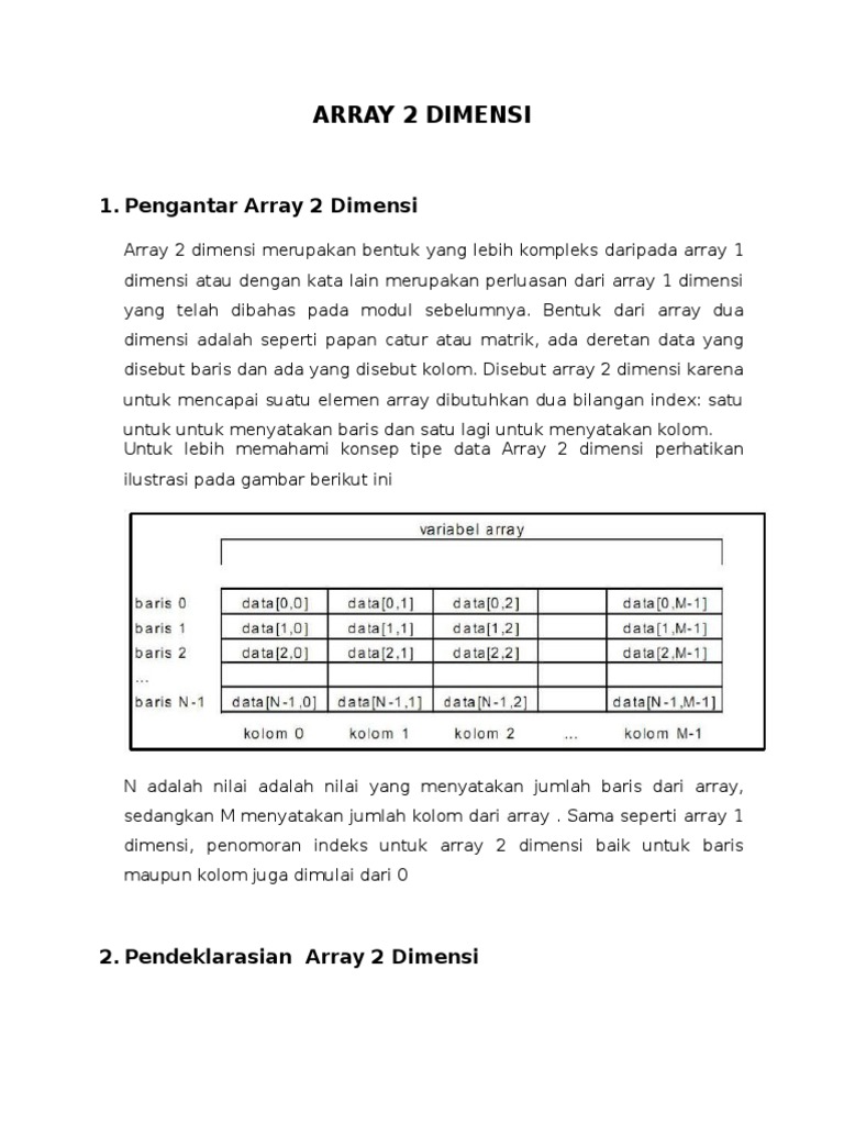 Panduan Array 2 Dimensi | PDF
