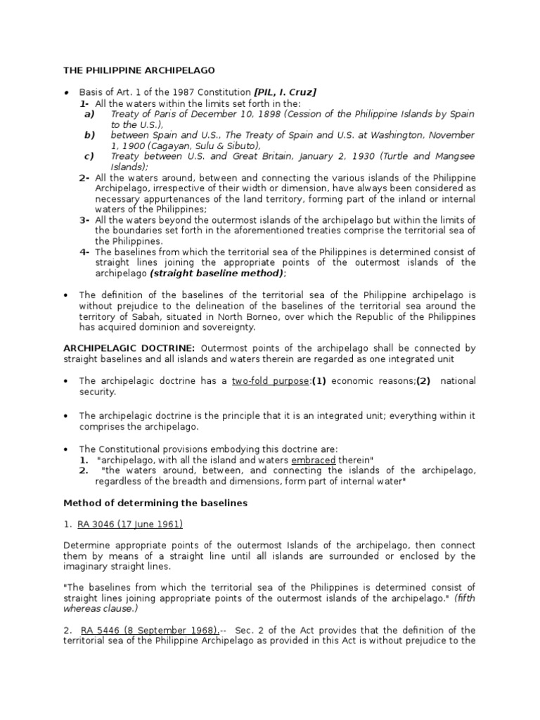 The Philippine Archipelago's Archipelagic Doctrine | PDF | Territorial ...