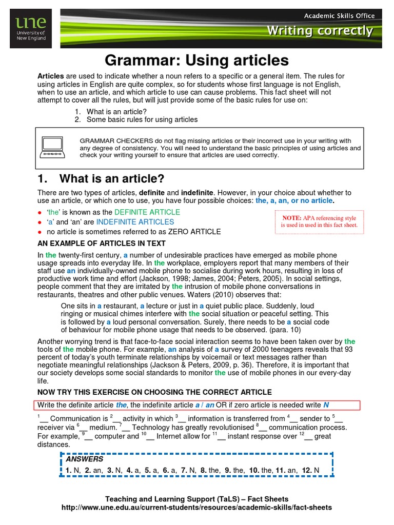 Basic Rules for Article Usage | PDF | Noun | Grammatical Number