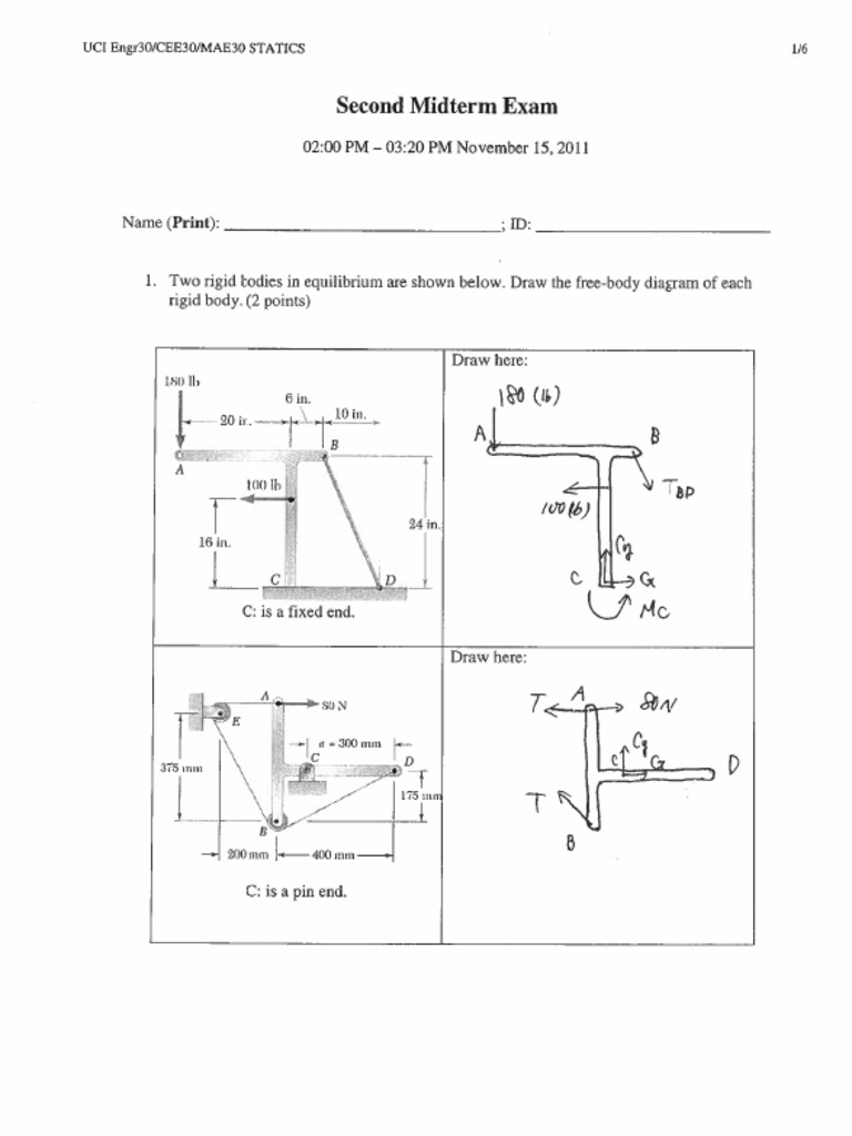 ENGR/CEE/MAE 30 F11: Midterm 2 | PDF