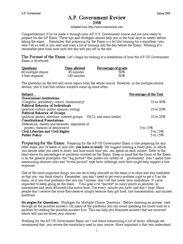 Ap Government - Review Packet | PDF | Federal Government Of The United ...