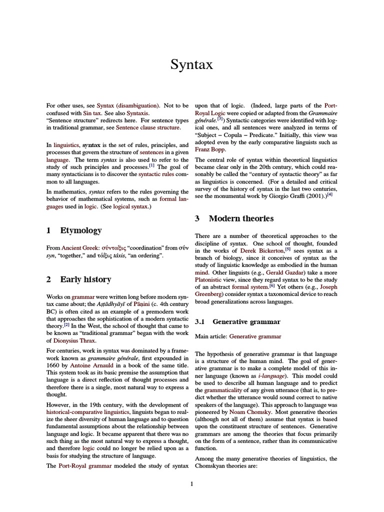Syntax | PDF | Syntax | Linguistic Typology