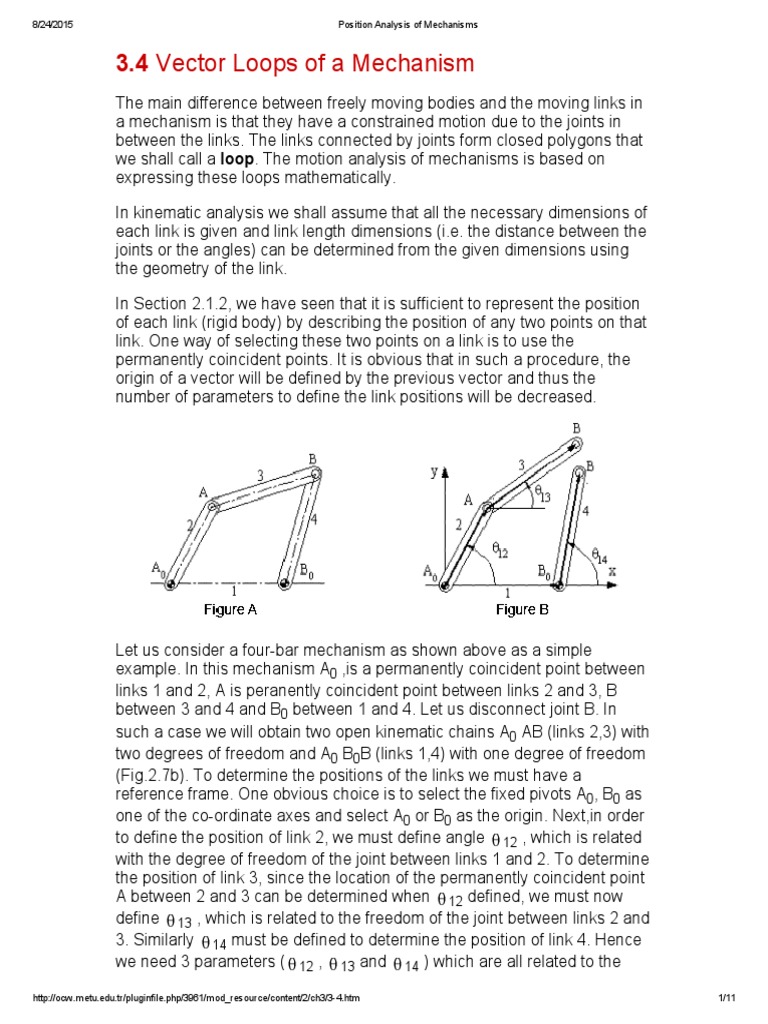 Position Analysis of Mechanisms | Download Free PDF | Euclidean Vector ...