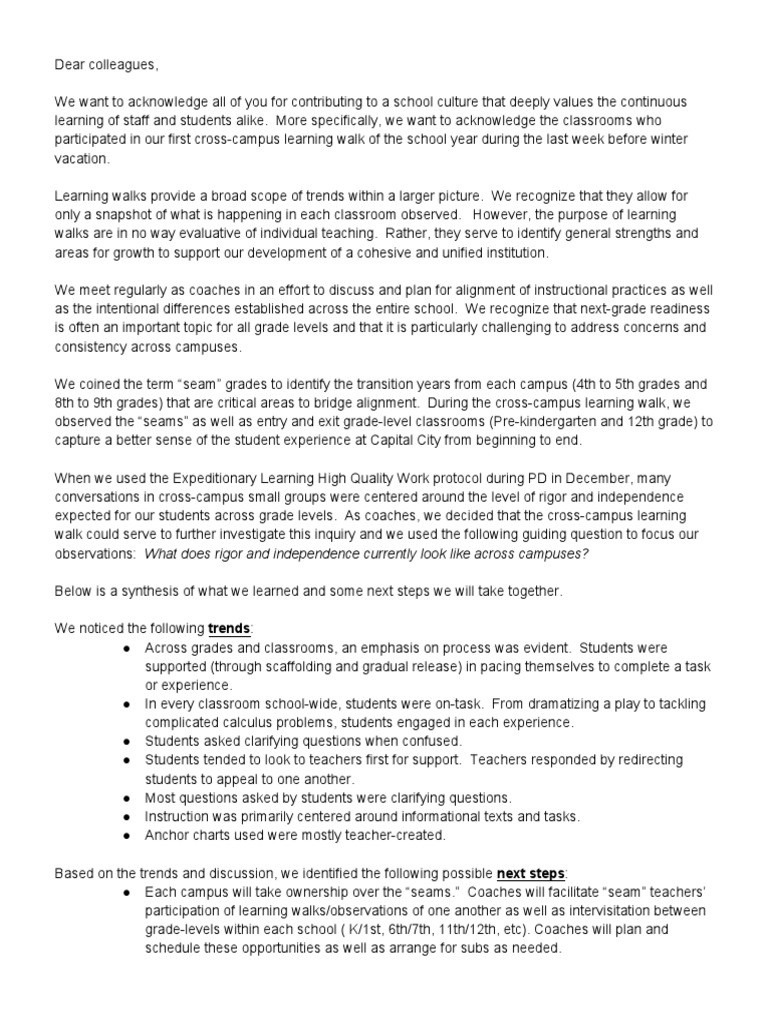 Q W Learning Walk Letter | PDF | Classroom | Learning