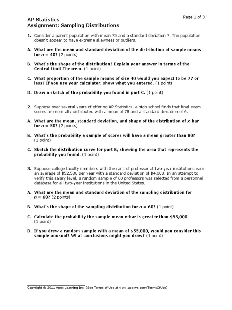 AP Statistics Problems #19 | PDF | Mean | Standard Deviation
