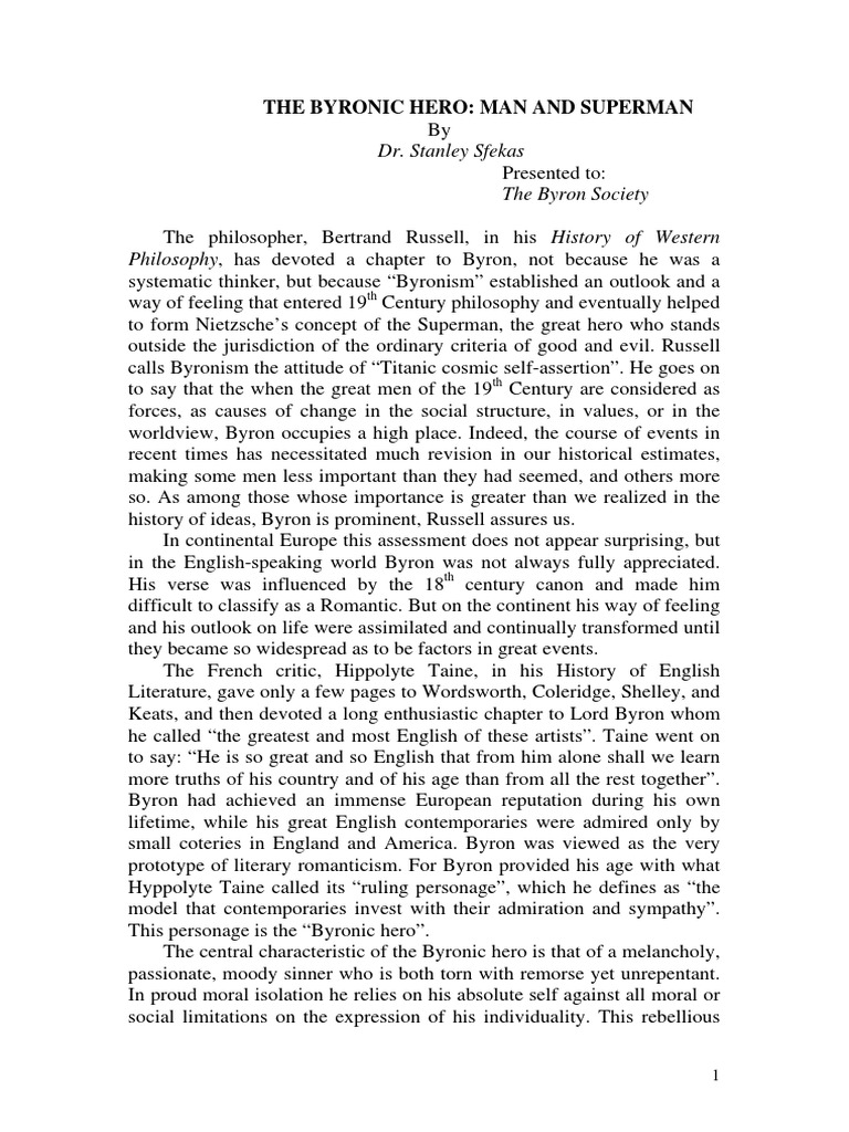 The Byronic Hero | PDF | Lord Byron | Friedrich Nietzsche