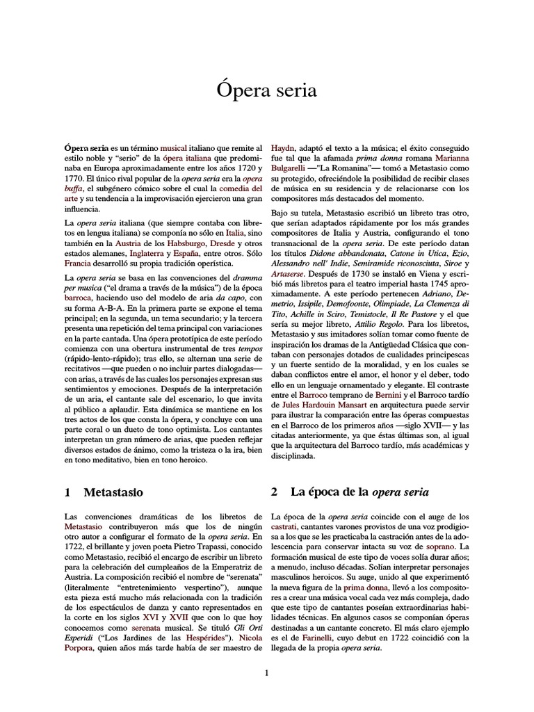 Ópera Seria | PDF | Música vocal | Ópera