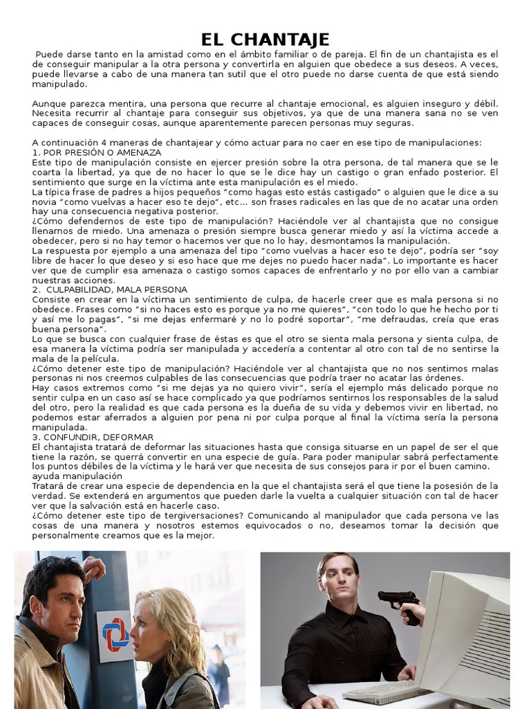 El Chantaje | PDF | Relaciones personales, crianza y desarrollo personal