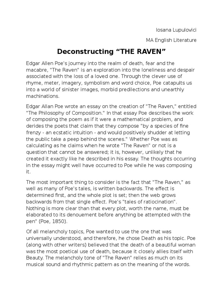 Deconstructing The Raven | PDF | The Raven | Poetry
