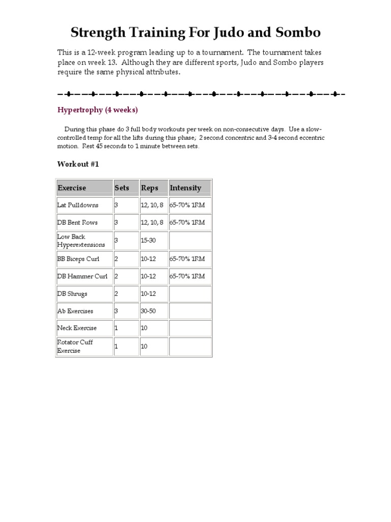Judo and Sambo Strength Training Plan | PDF | Strength Training | Hobbies