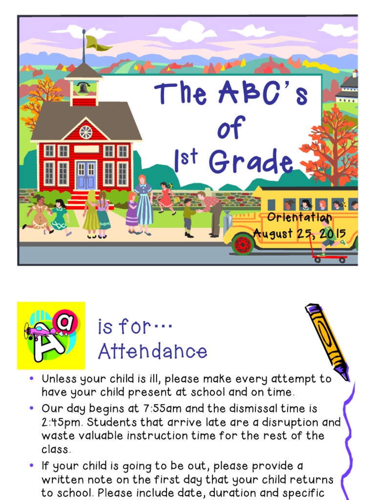 ABCs of 1st Grade | PDF | Classroom | Homework