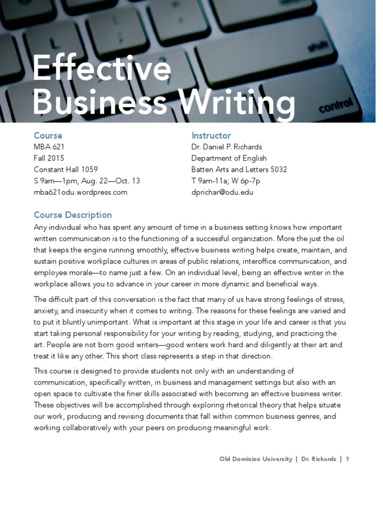 Effective Business Writing Course Overview | PDF | Rhetoric | Genre