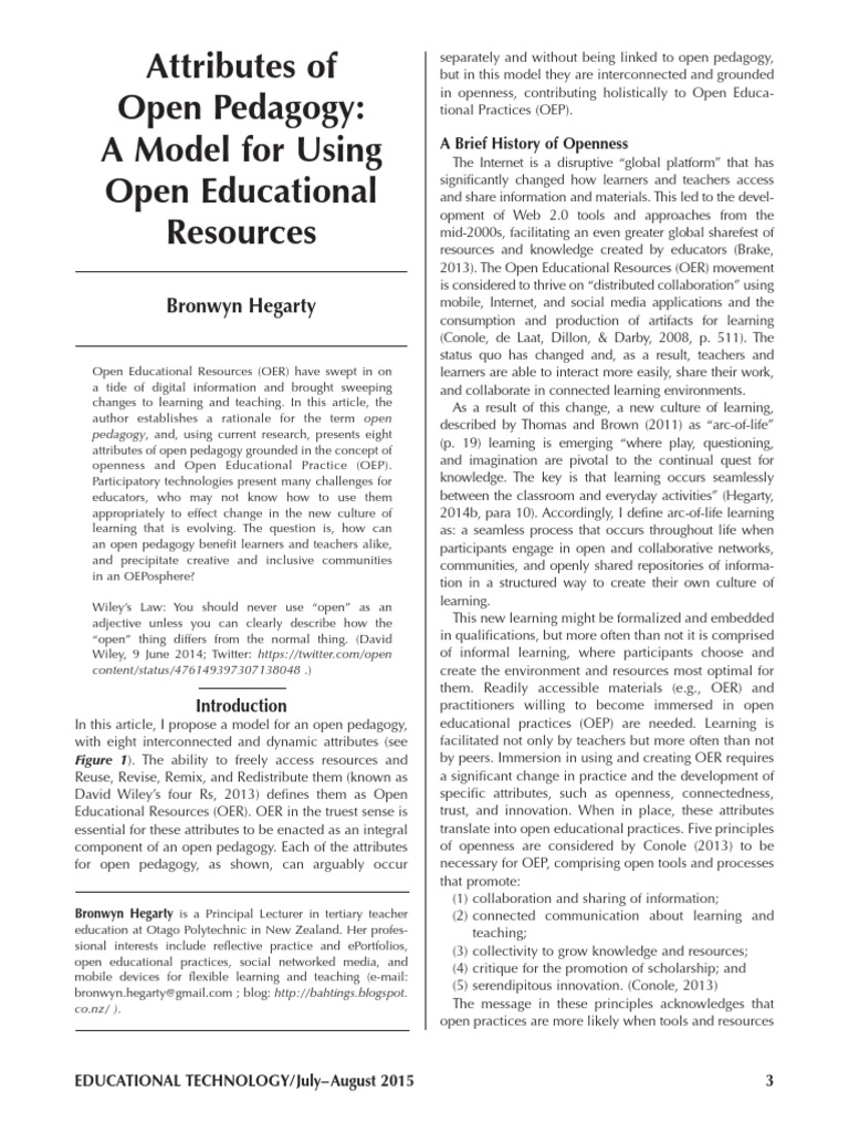 Attributes of Open Pedagogy Explained | PDF | Educational Technology ...