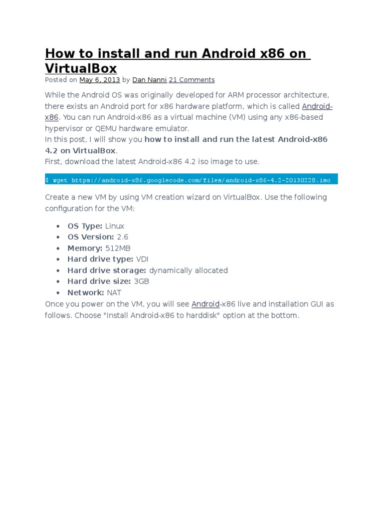 How To Install and Run Android x86 On VirtualBox | PDF | Virtual ...