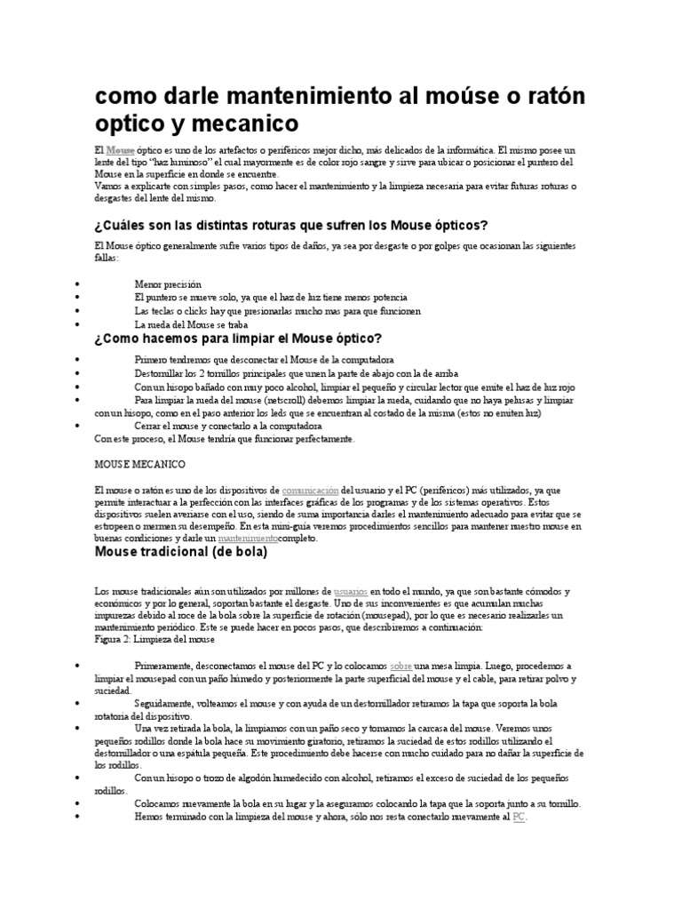 Dar Mantenimiento Al Mause | PDF | Periférico | Equipo de oficina