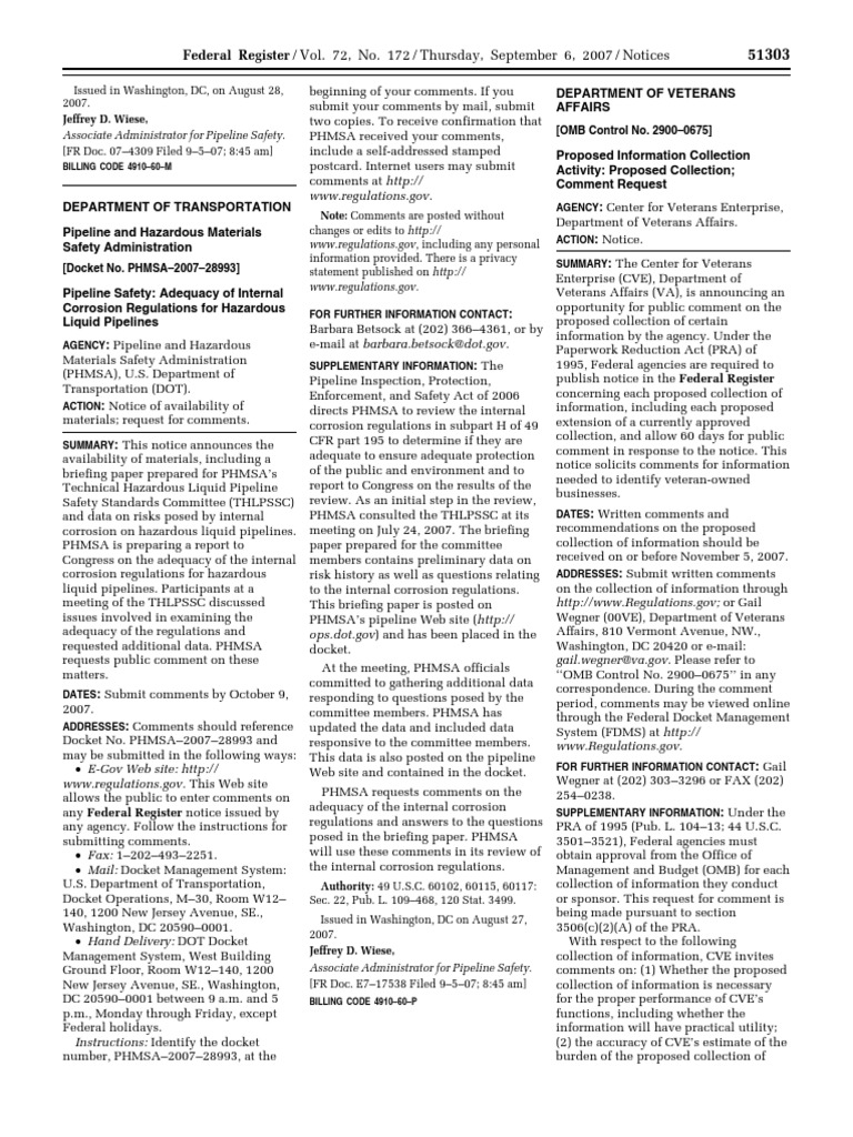 Notice: Pipeline Safety: Advisory Bulletins— Hazardous Liquid Pipelines ...