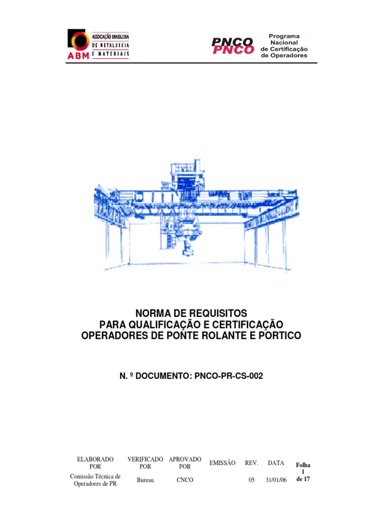PNCO-PR-CS-002 (Qualificação e Certificacão de Operadores de Ponte ...