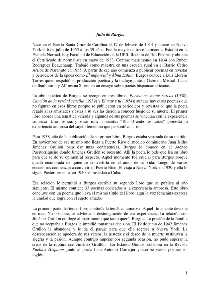 Poemas de Julia de Burgos | PDF