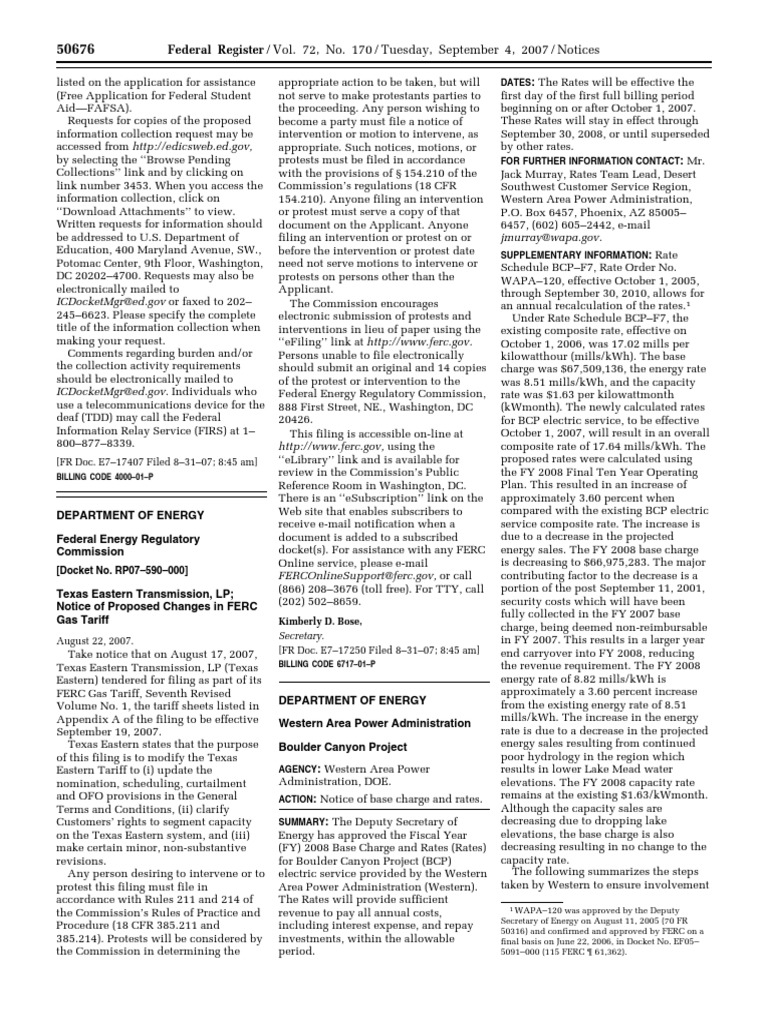 Notice: Applications, Hearings, Determinations, Etc.: Texas Eastern ...