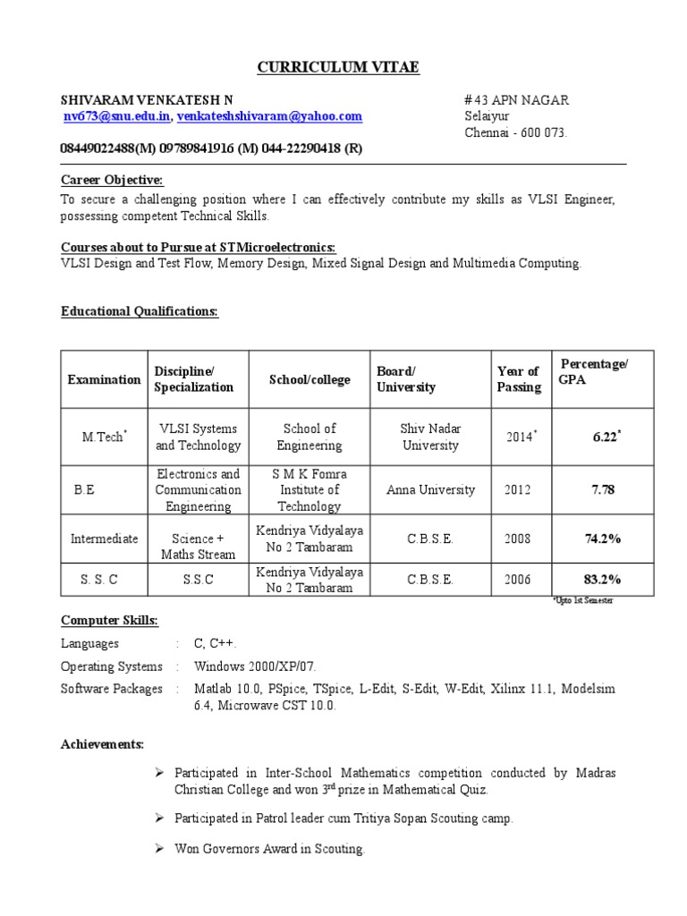 M.tech ECE Shivaram Resume | PDF | Signal (Electrical Engineering ...