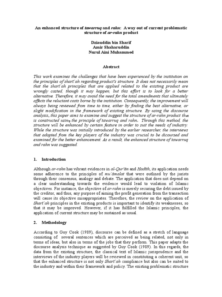 An Enhanced Structure of Tawarruq and Rahn For IECONS (Latest) | PDF ...