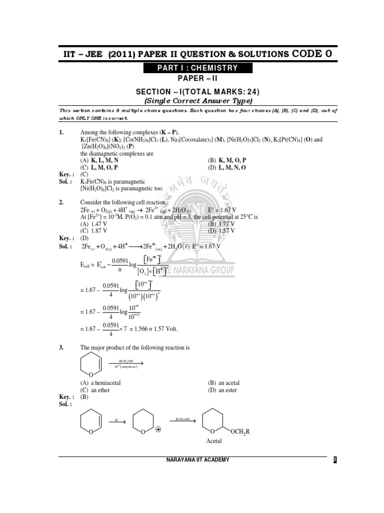 Jee Main 2011 Question Paper - II PDF | PDF
