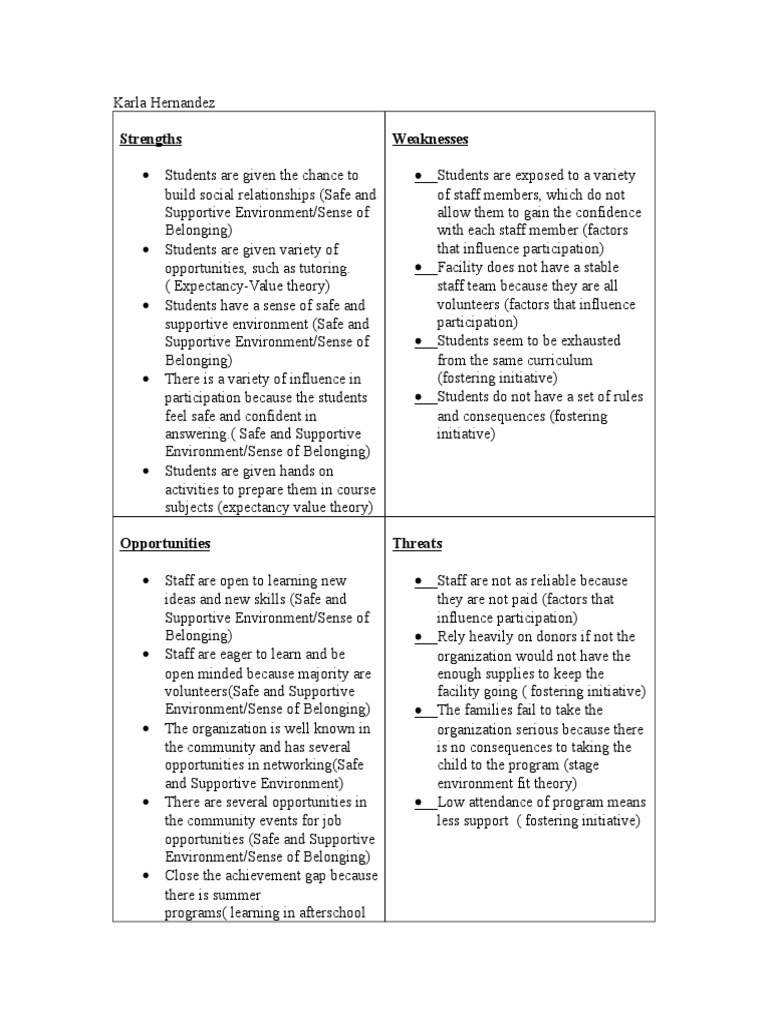 Youth Development Swot Analysis | PDF | Volunteering | Educational ...