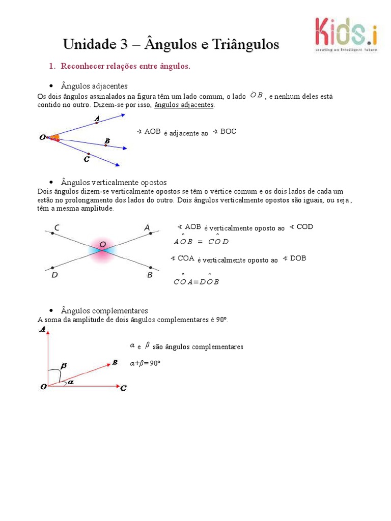 Caderno de Revisões de Matemática 7º Ano (Ângulos e Triângulos) | PDF ...